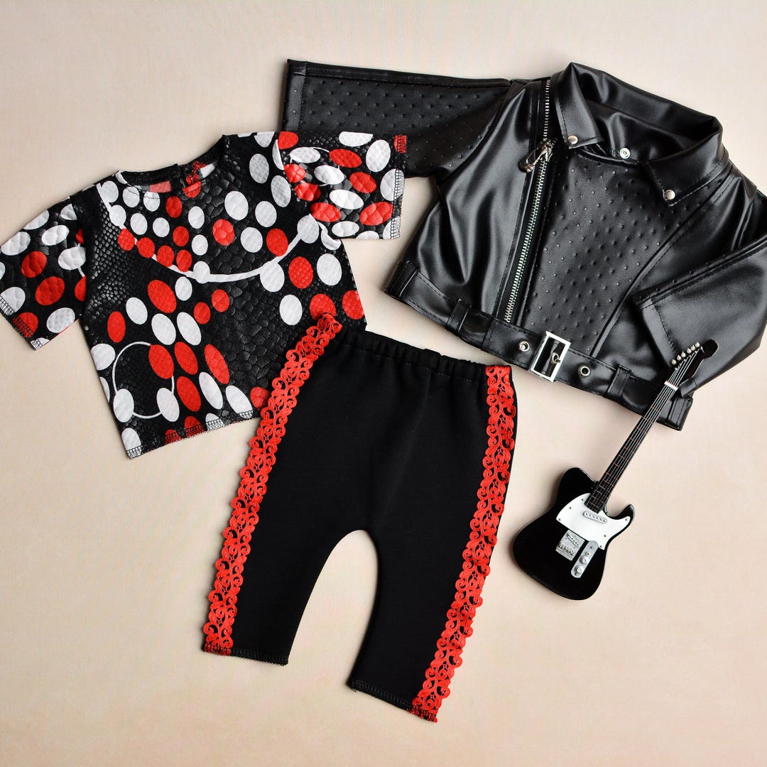 Newborn Rocker & Biker Outfit, Baby Eco Leather Jacket, T-shirt ...