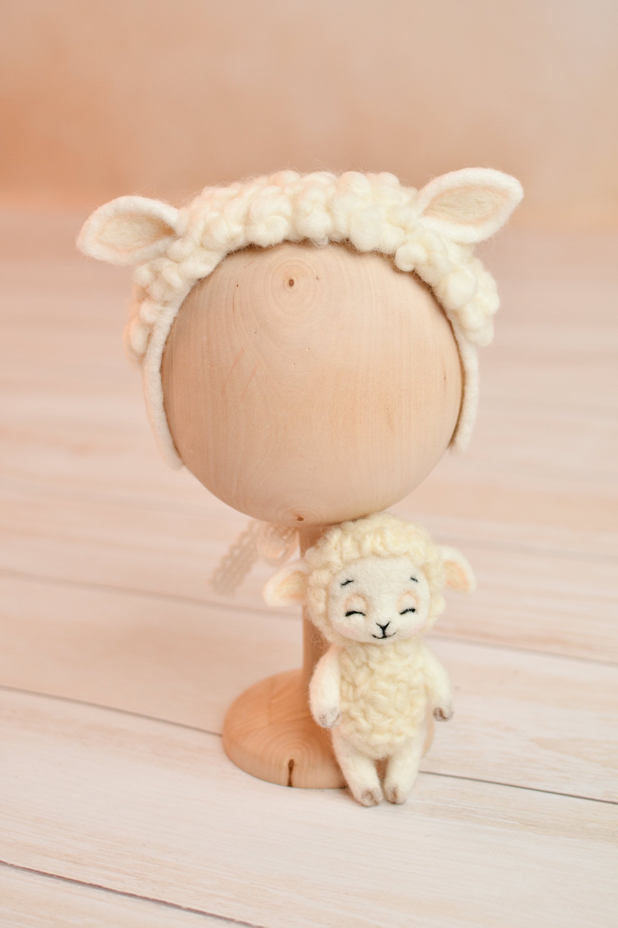 Newborn Lamb Props Set of Headband and Wool Sheep Toy Newborn Felted Lamb Baby Lamb Outfit Sheep ...