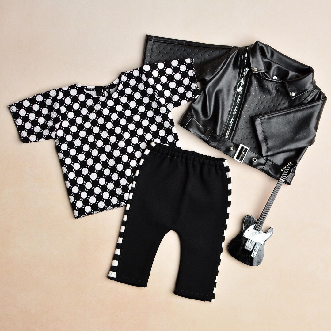 Newborn Rocker & Biker Outfit, Baby Eco Leather Jacket, T-shirt ...