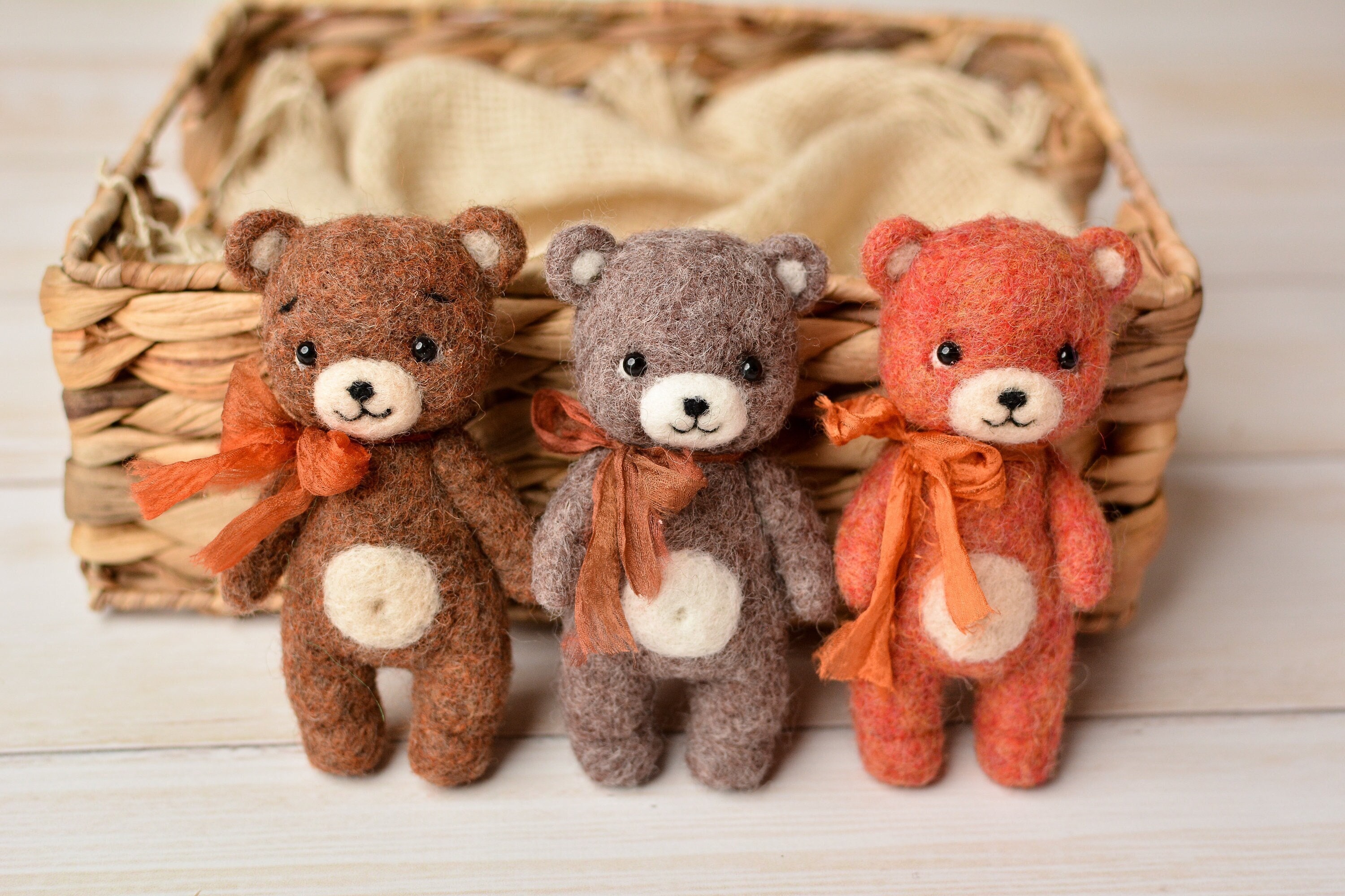 Newborn Teddy Bear Props, Wool Bear Toy, Newborn Felted Teddy Toy ...