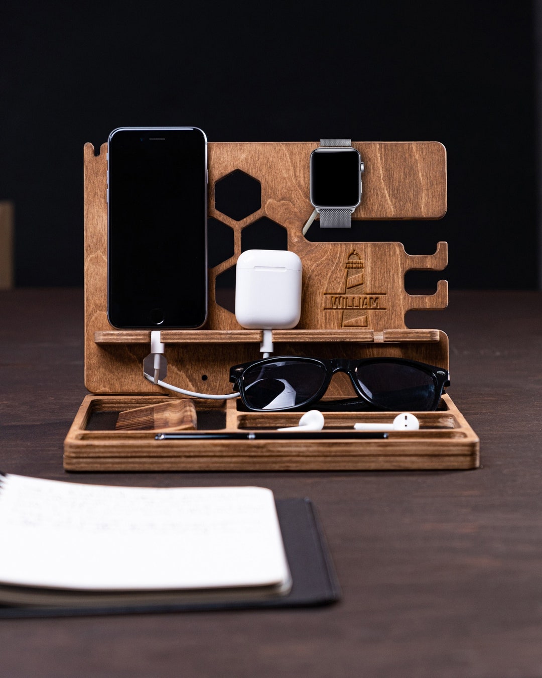 Wooden Docking Station - Office & Desk Storage - Personalized Desk ...