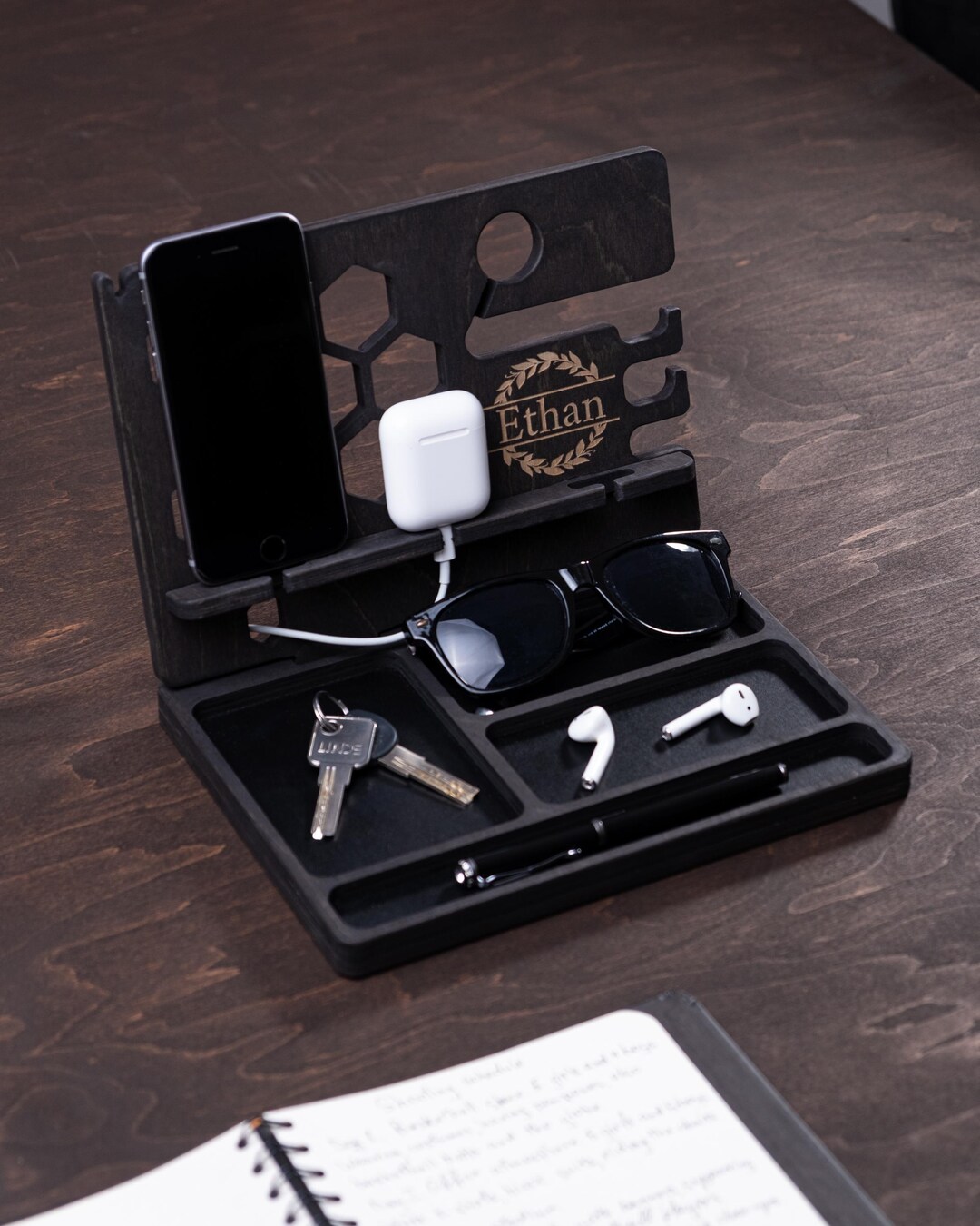 Personalized Wooden Desk Organizer: Executive Birch Plywood Desktop ...