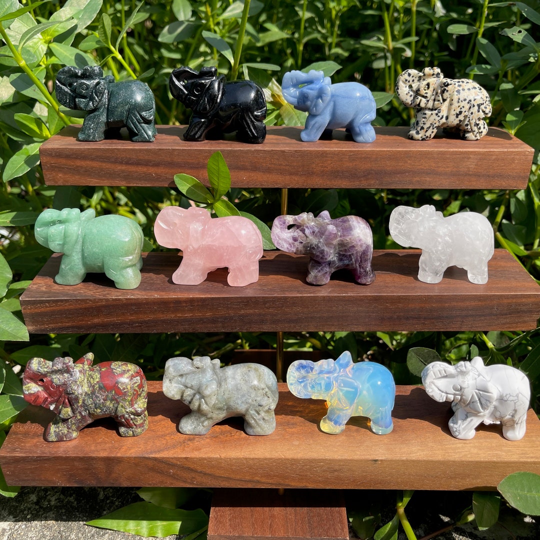 2'' Crystal Elephant Carving: Healing Stone Animal Figurine - Etsy