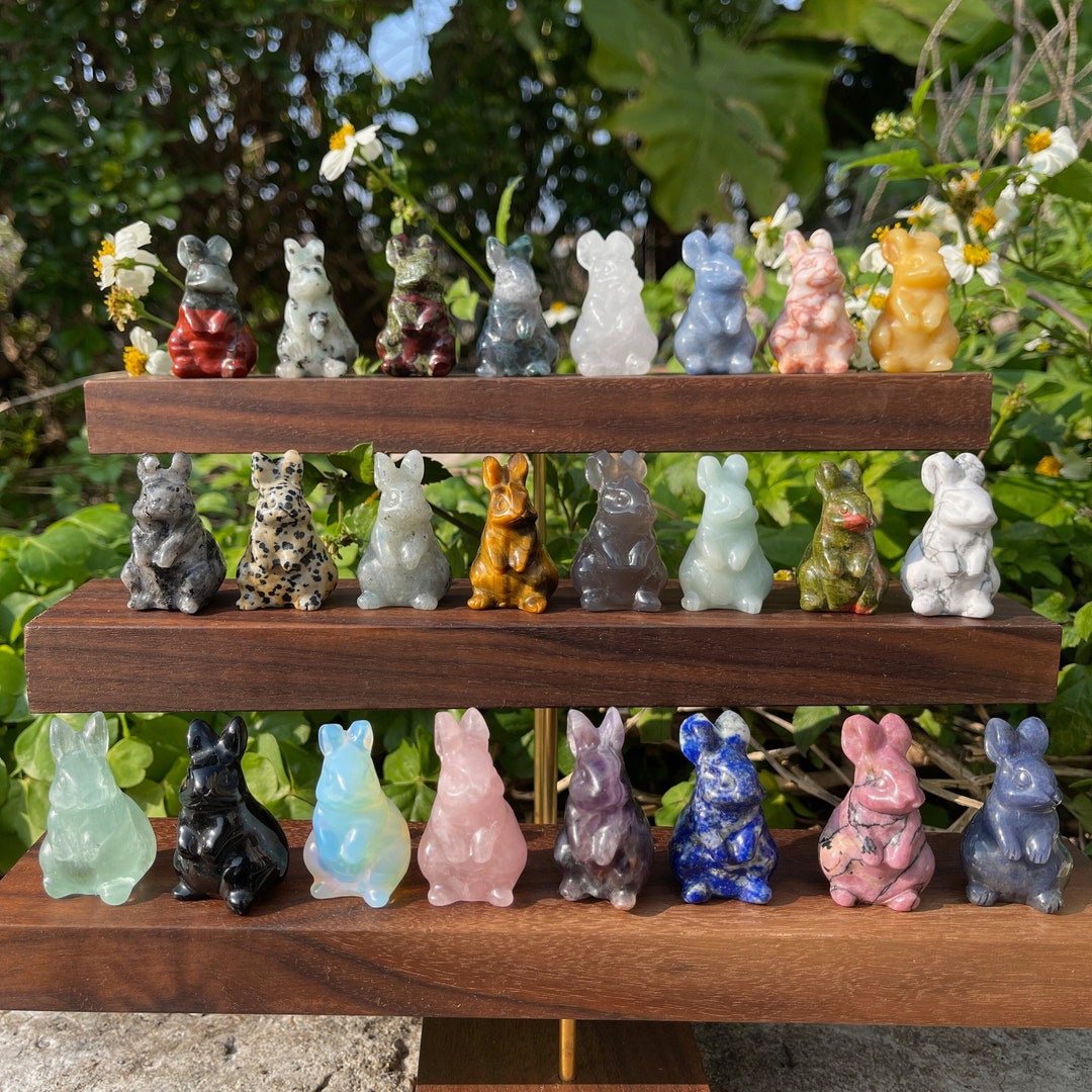 Crystal Rabbit Figurine (1.5'') - Gemstone Carving, Easter Decor - Etsy