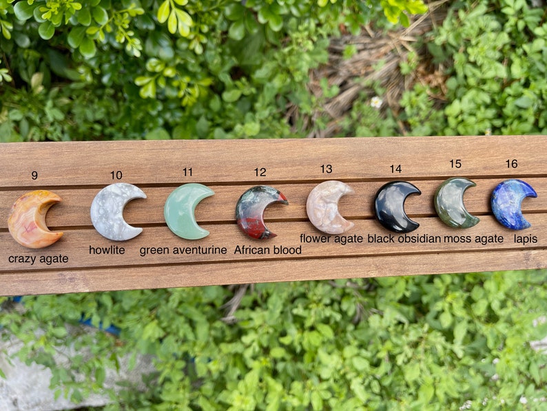 Gemstone Crescent Moon Crystal Crescent Moon Mini for - Etsy