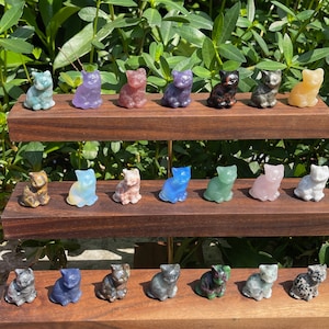 Mini Crystal Cat Carving: Gemstone Animal Figurine, Healing Crystals - Etsy