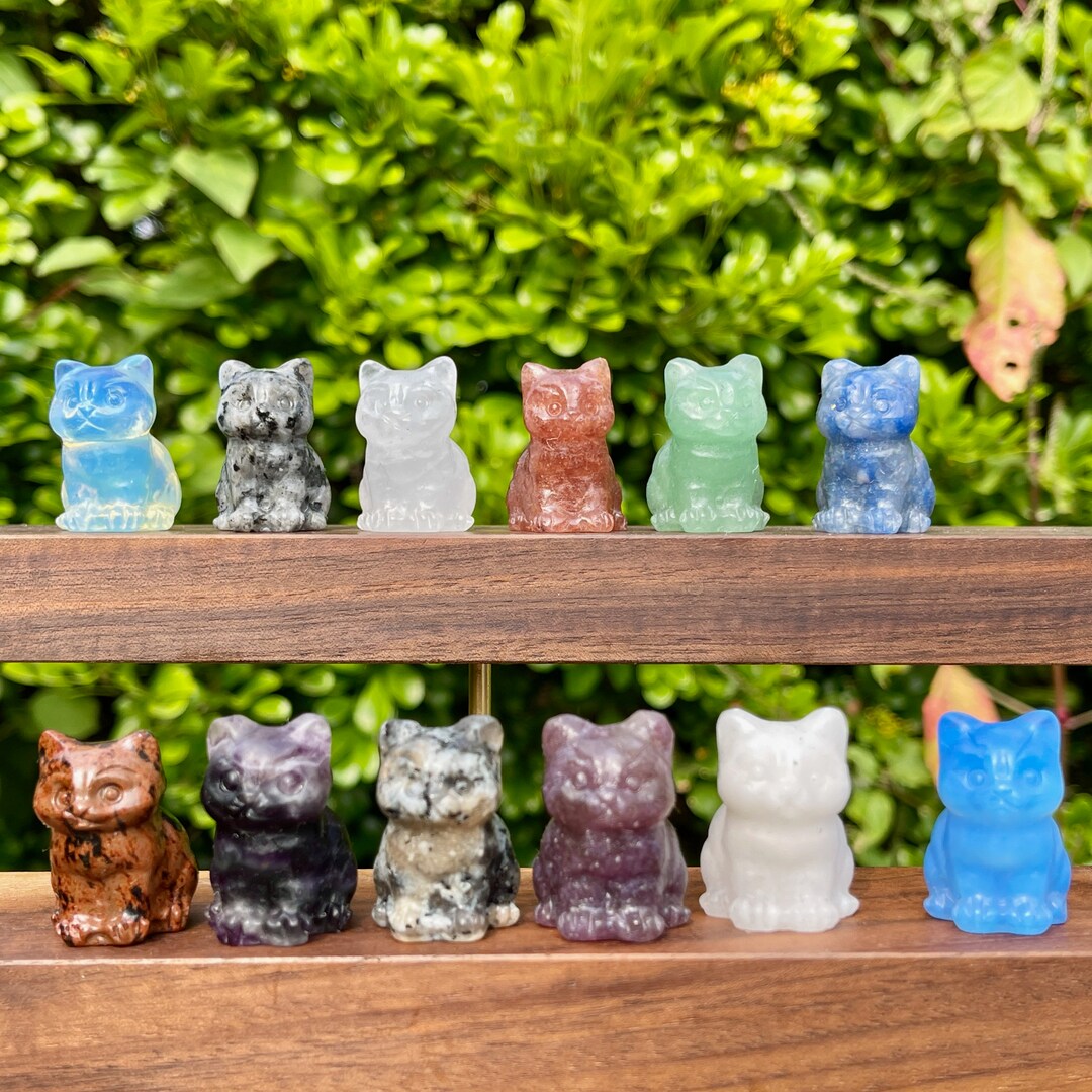 1 2 Gemstone Cat Hand Carved Crystal Cat Figurine Crystal Animal 1 2 Gemstone Cat Hand Carved Crystal Cat Figurine Crystal Animal