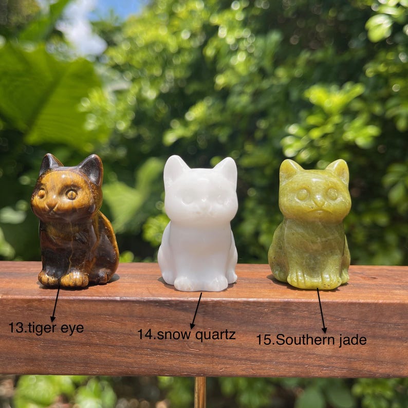 Crystal Cat Figurine: Natural Stone Carving, Home Decor Gift - Etsy