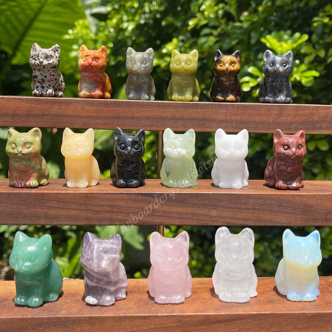 Crystal Cat Figurine: Natural Stone Carving, Home Decor Gift - Etsy
