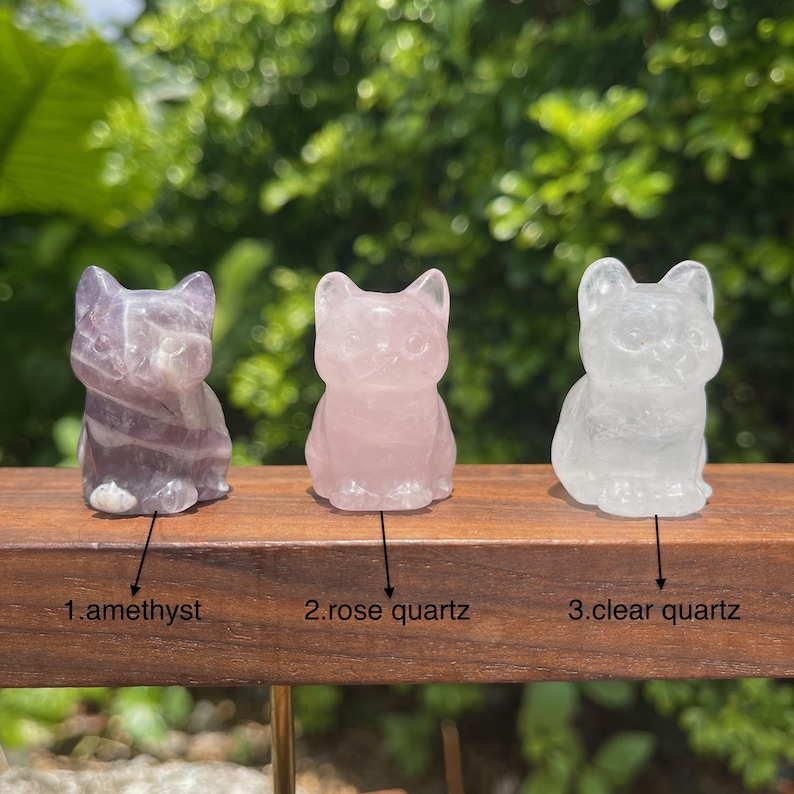 Crystal Cat Figurine: Natural Stone Carving, Home Decor Gift - Etsy