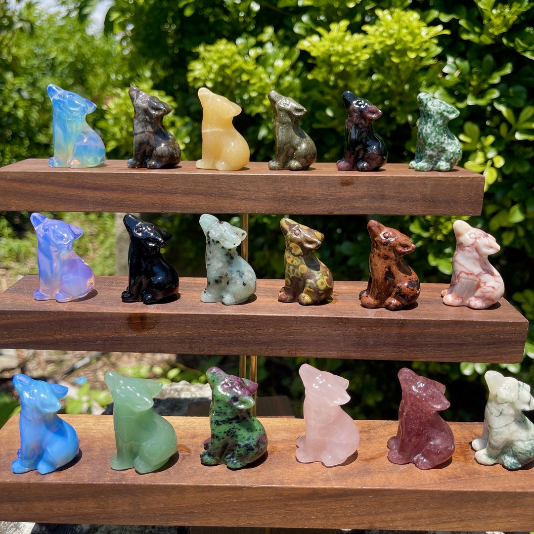 1.6'' Crystal Wolf Figurine, Gemstone Wolf Carvings, Crystal Animals ...