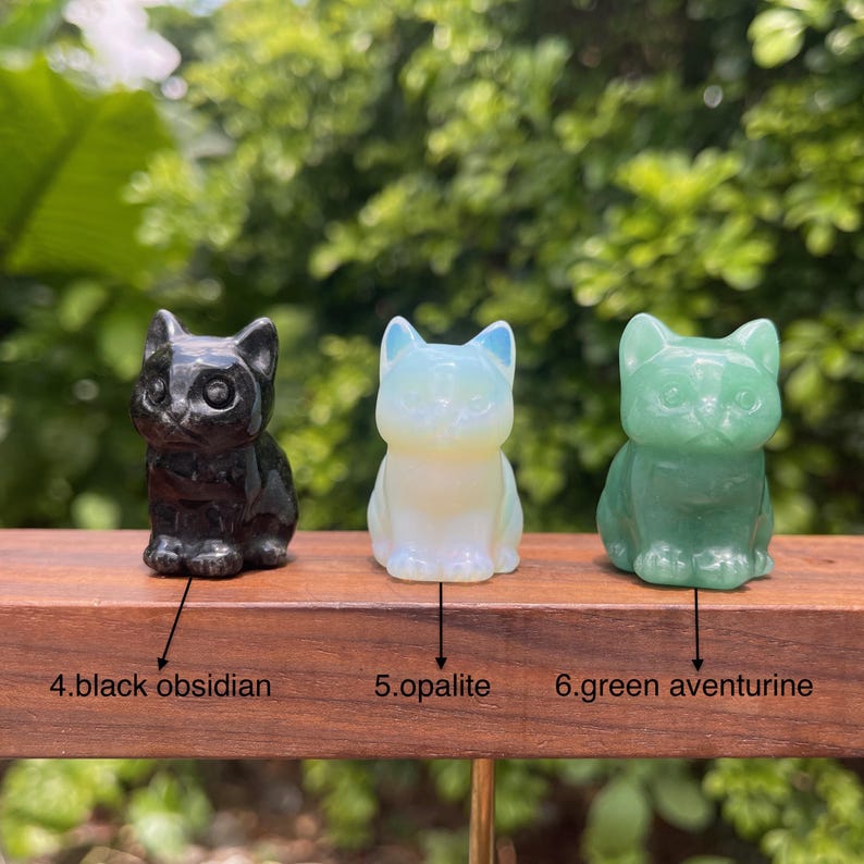 Crystal Cat Figurine: Natural Stone Carving, Home Decor Gift - Etsy