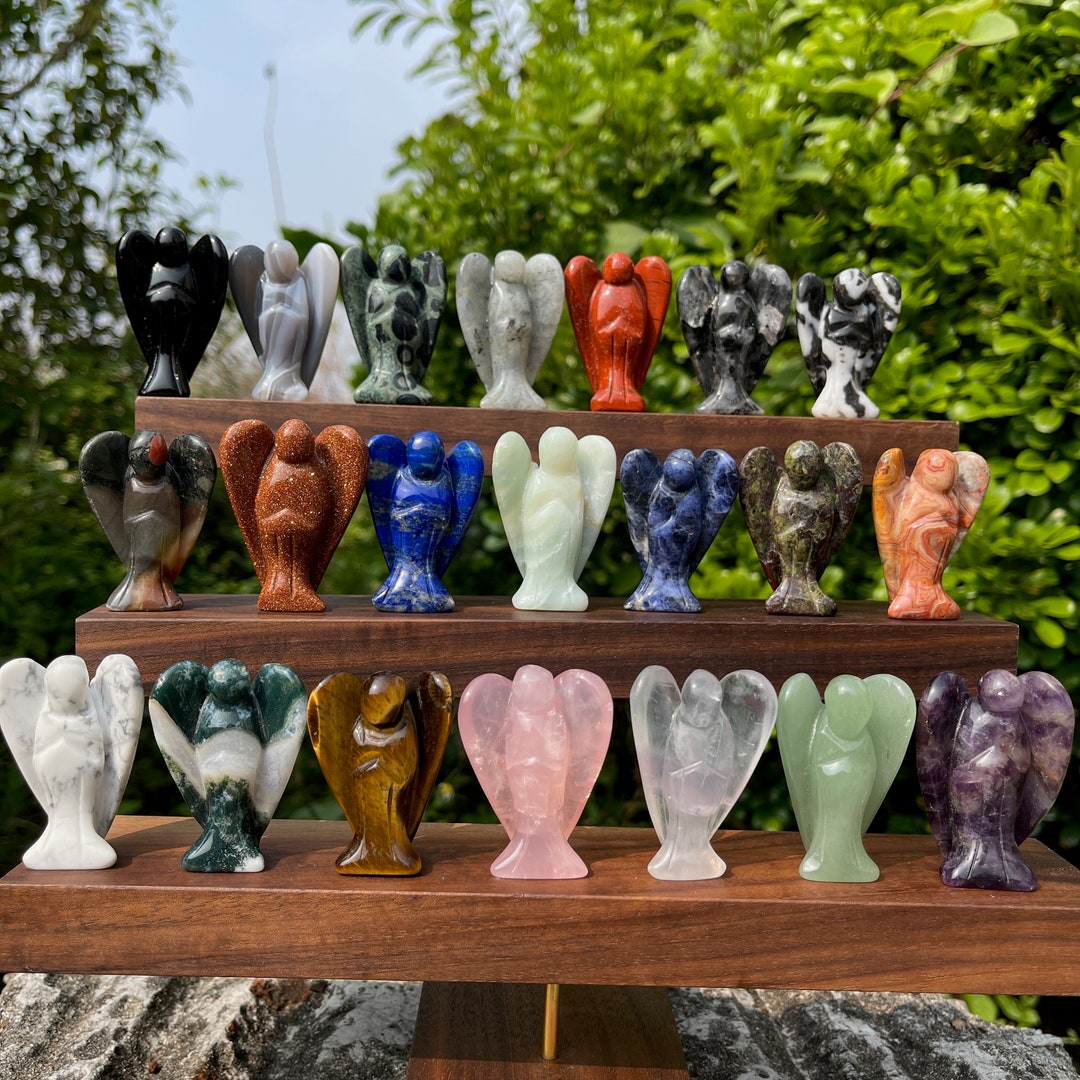 2'' Crystal Angel Figurine, Gemstone Angel, Meditation Crystal, Crystal Carvings, Home Decor ...