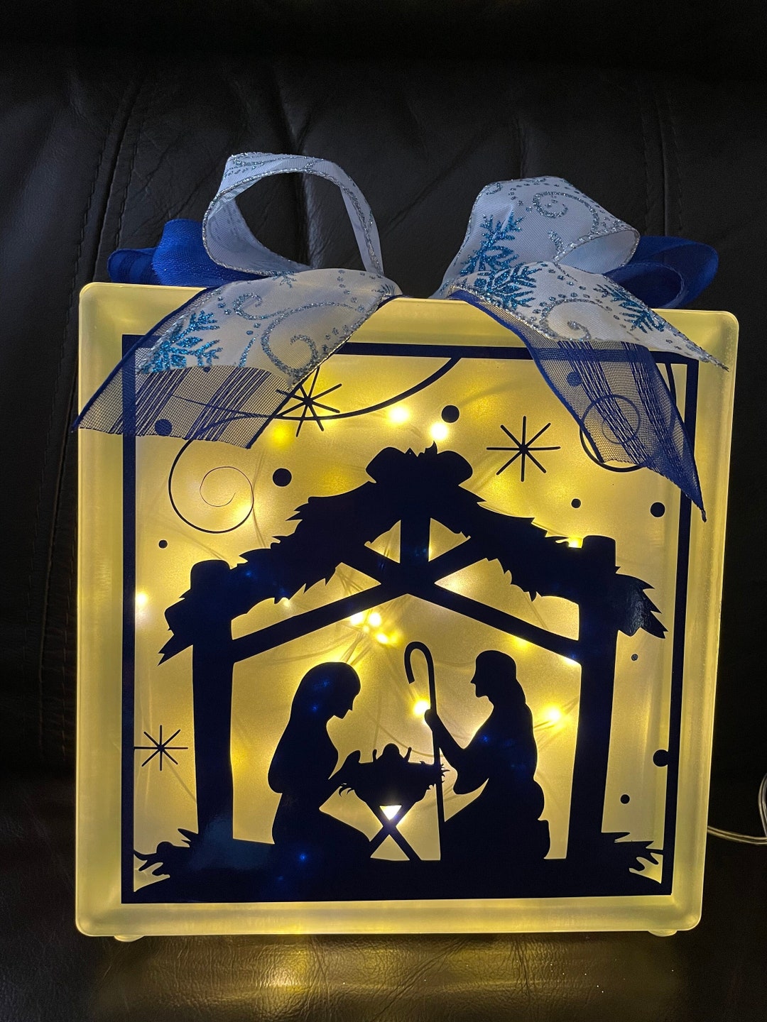 Nativity Scene Glass Light Block - Etsy