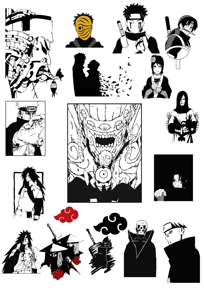 SVG PDF DXF Naruto Anime Bundle Itachi Obito Sharingan Uchiha | Etsy