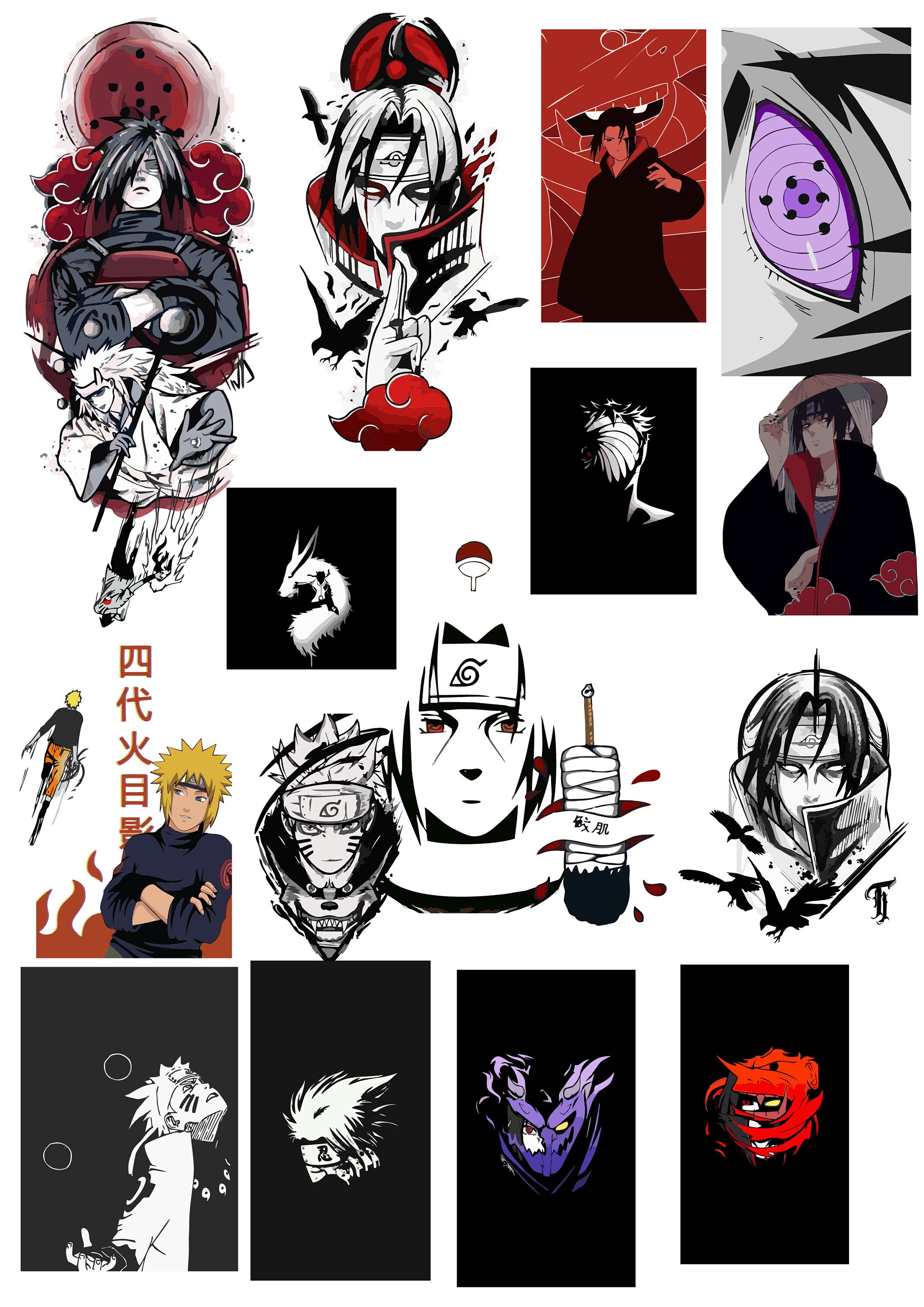 SVG PDF DXF naruto anime bundle itachi saske obito sharingan | Etsy