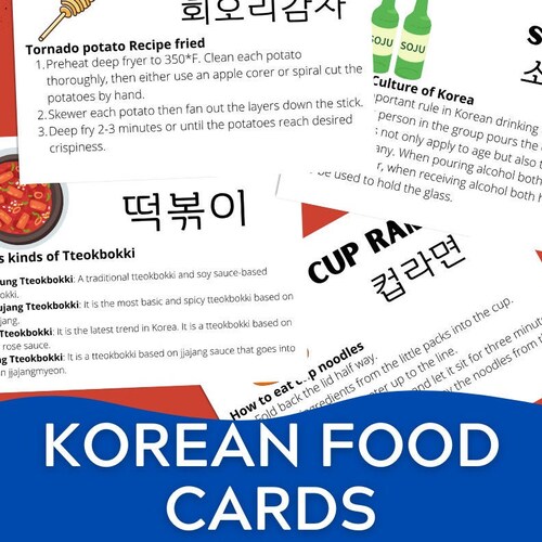 Printable Learn Korean Food With Cards Food Words Digital - Etsy