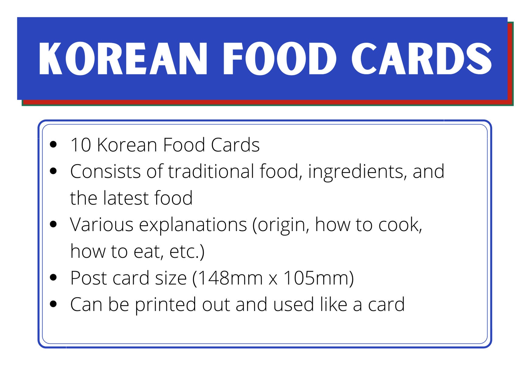 Printable Learn Korean Food With Cards Food Words Digital Goodnotes ...