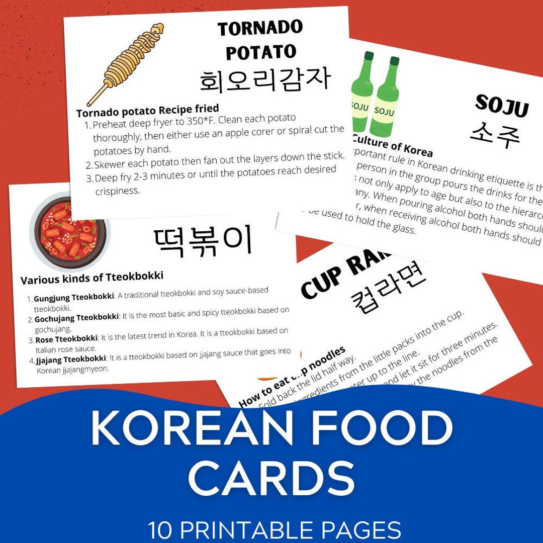 Printable Learn Korean Food With Cards Food Words Digital Goodnotes ...