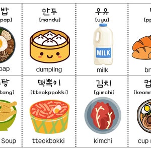 Printable Korean Word Flash Cards With 100 Images Card Holder / Learn ...