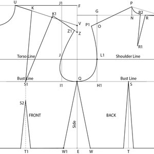 Basic Bodice Block Pattern With Darts - Etsy