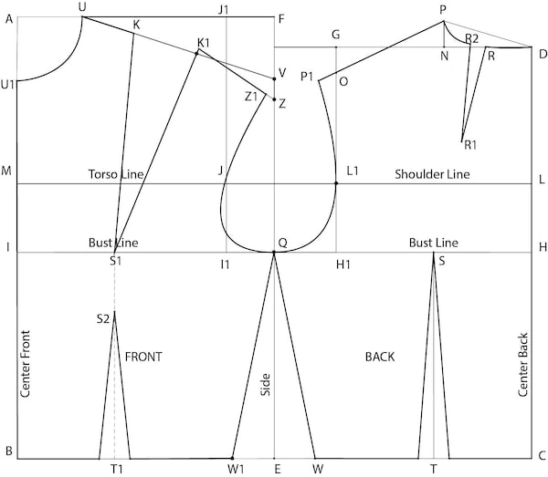 Basic Bodice Block Pattern With Darts - Etsy Canada