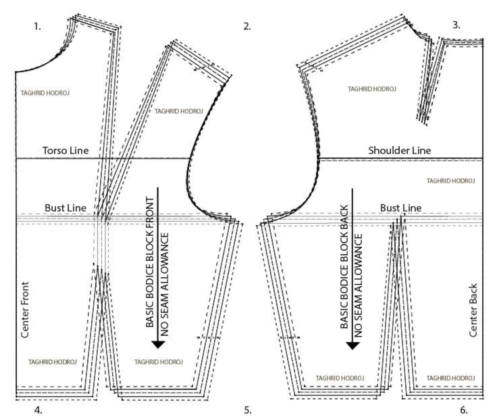 Basic Bodice Block Pattern With Darts Etsy UK basic-bodice-block-pattern-with-darts-etsy-uk