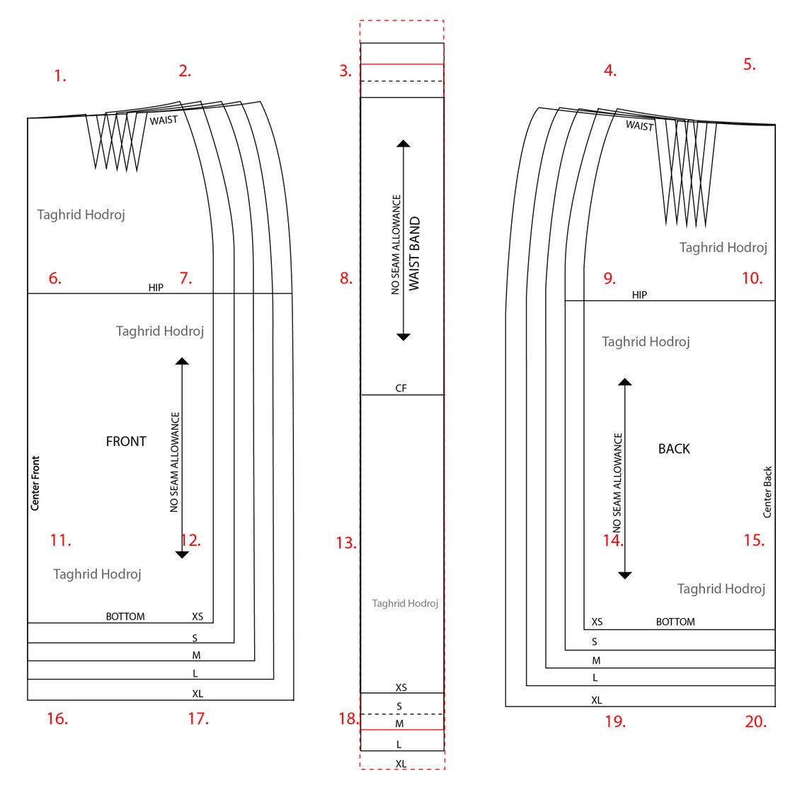 Basic Pencil Skirt Block Pattern With Darts - Etsy
