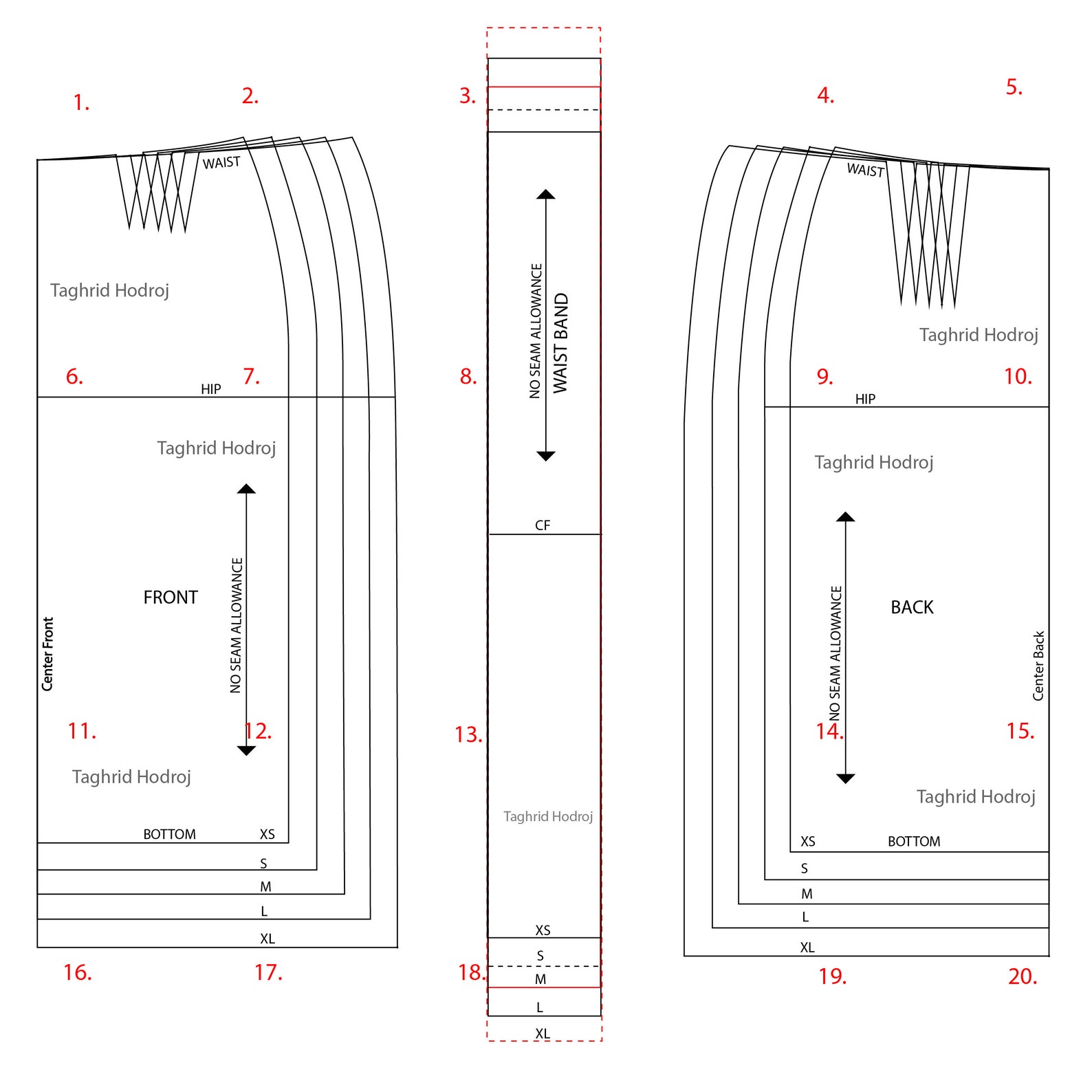 Basic Pencil Skirt Block Pattern With Darts - Etsy