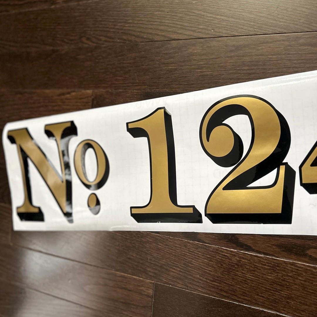 Custom Gold Leaf & Black Transom House Numbers – Elegant Vinyl Decals ...