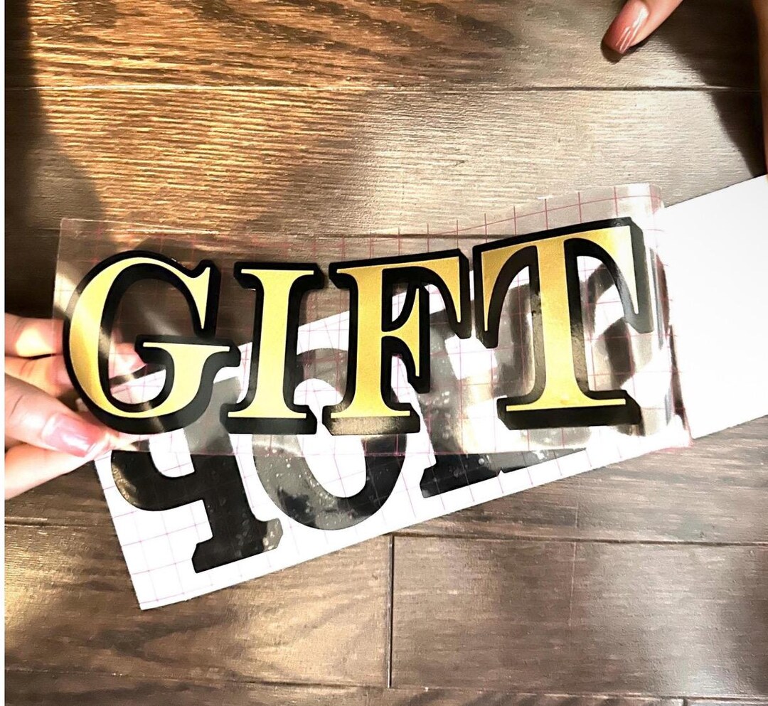 REVERSE CUT Gold and Black Vintage Letters Vinyl Decals Vintage Gold ...