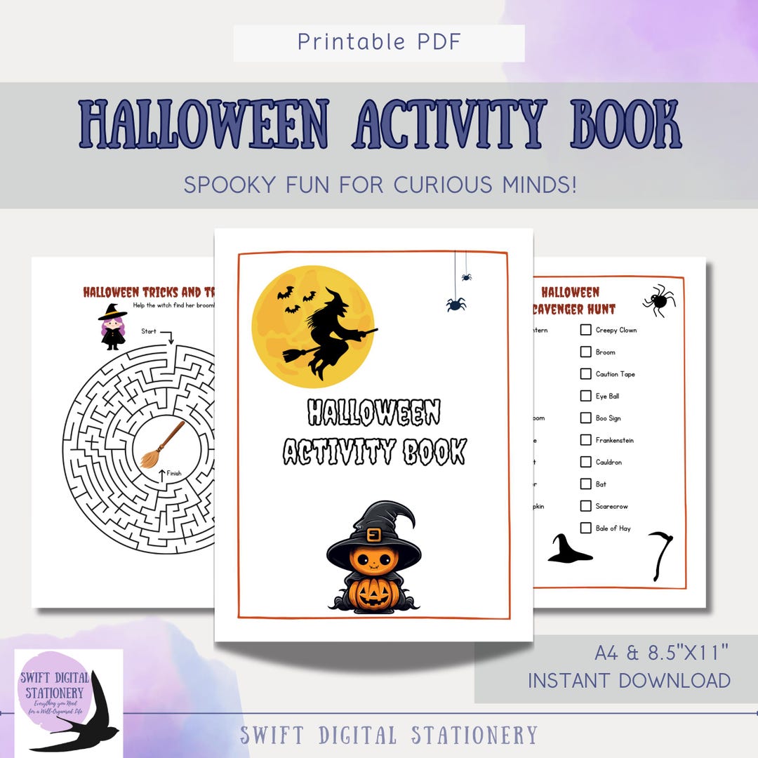 Halloween Printable for Kids – Activity Book With Puzzles, Mazes ...