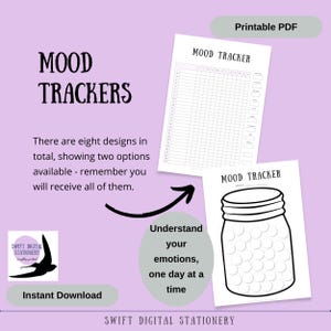Printable Mood Tracker Bundle | 8 Designs - Instructions | Self-care ...