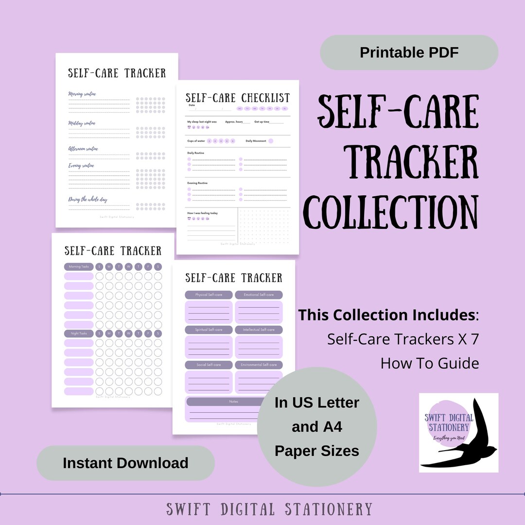 Self-care Tracker Collection | Printable Self-care Planner | Wellness ...