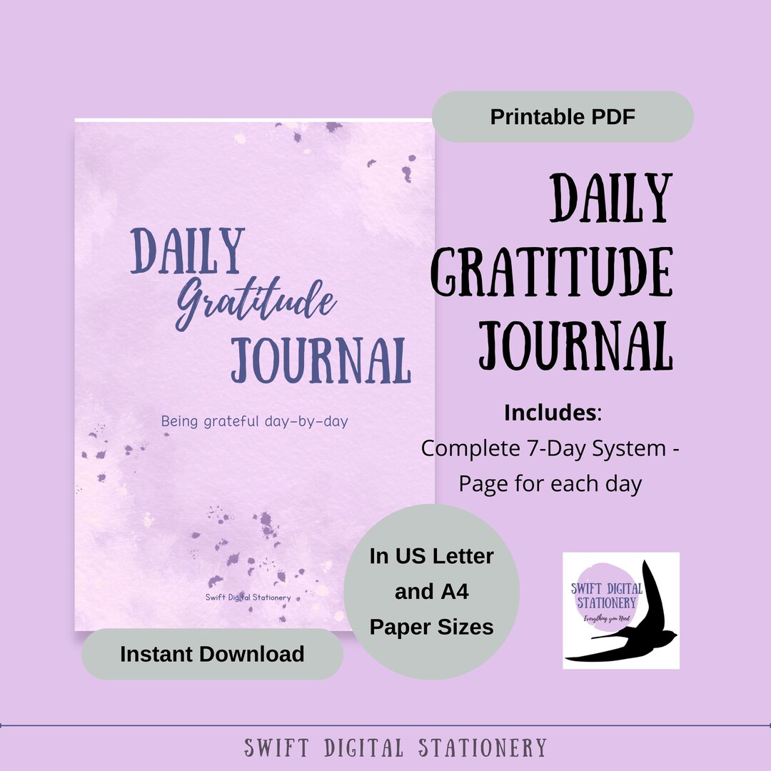 Daily Gratitude Journal Printable | Self-care Planner With Guide ...