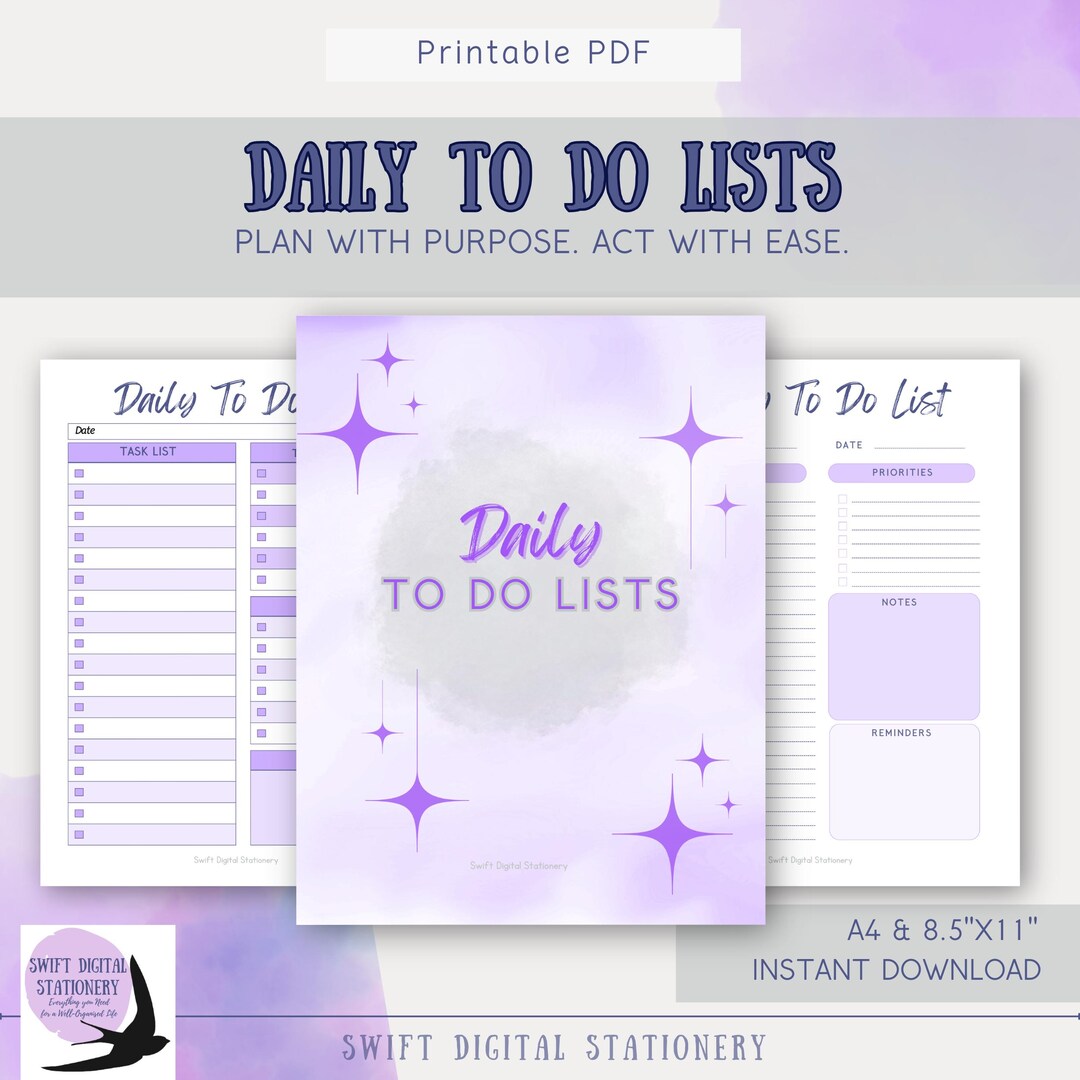 Purple To-do List Printable: Midlife Women's Daily Planner (digital ...