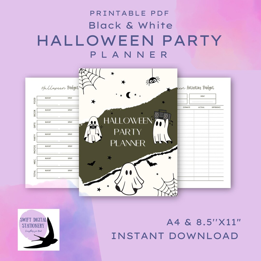 Black and White Printable Halloween Party Planner Halloween Event ...