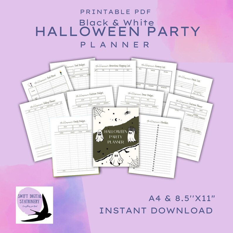 Black and White Printable Halloween Party Planner Halloween Event ...