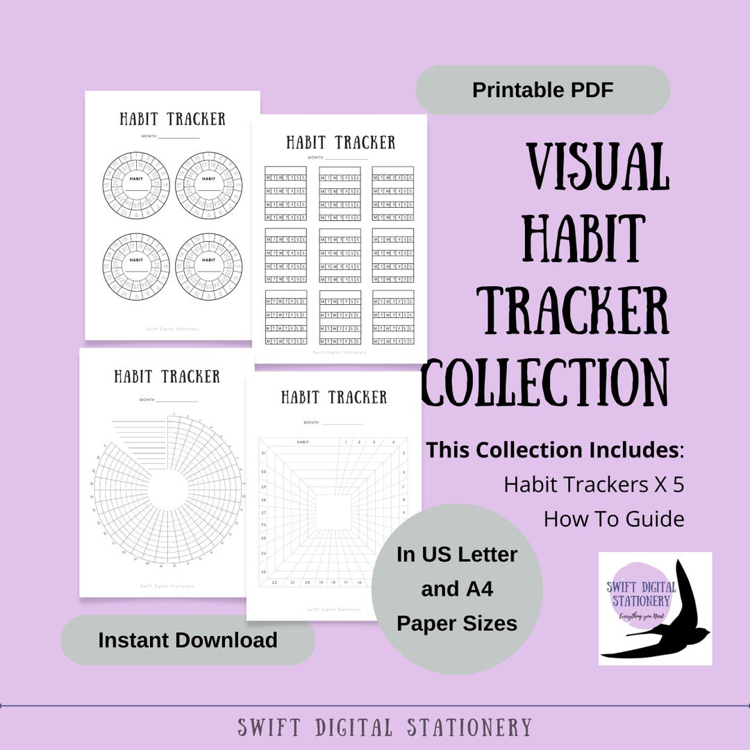 Visual Habit Tracker Printables | Daily Weekly Monthly Habit Planner ...
