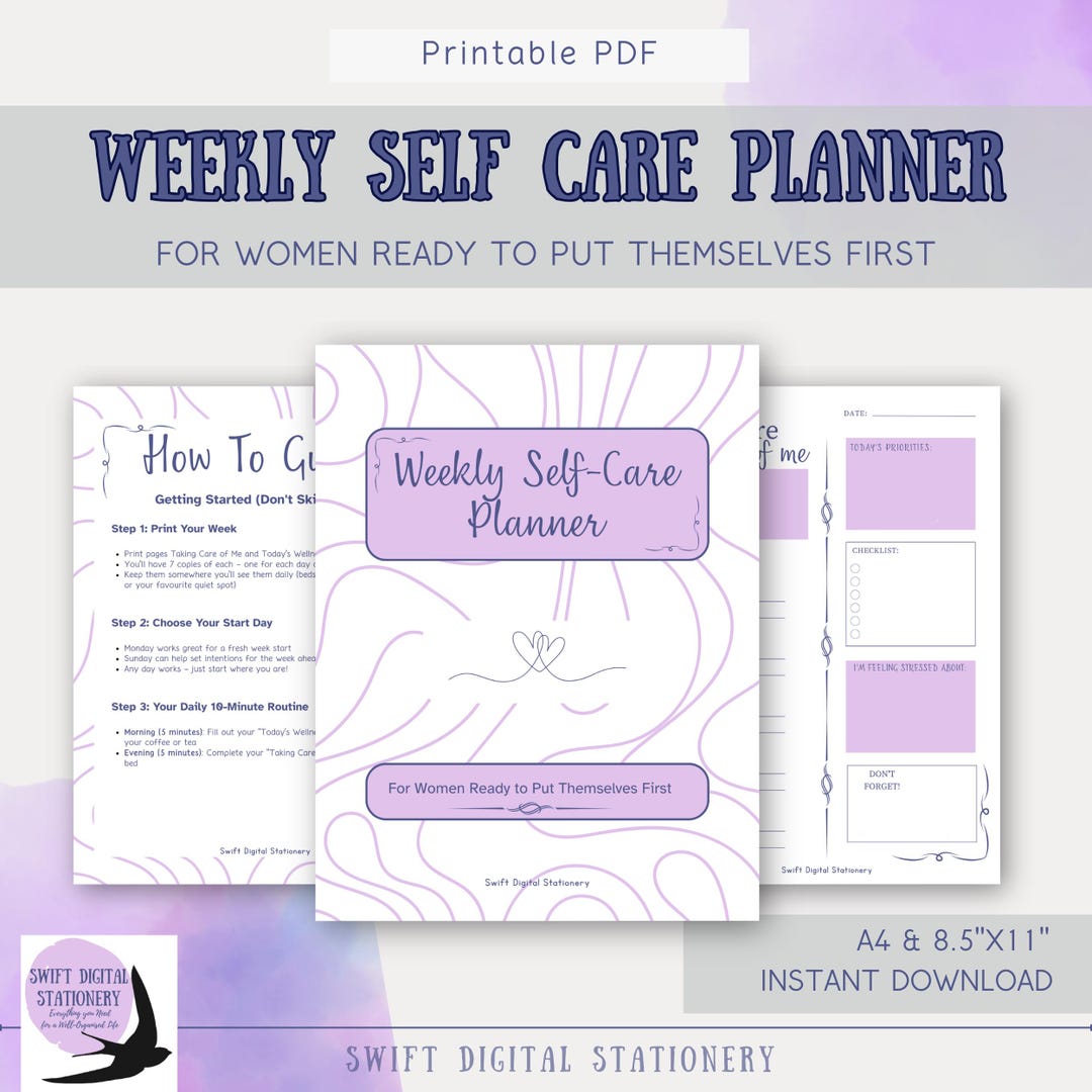 Weekly Self-care Planner for Women Printable Self-care Journal Midlife ...