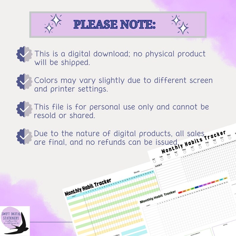 Printable Monthly Habit Tracker Digital Self-care & Routine Planner for ...