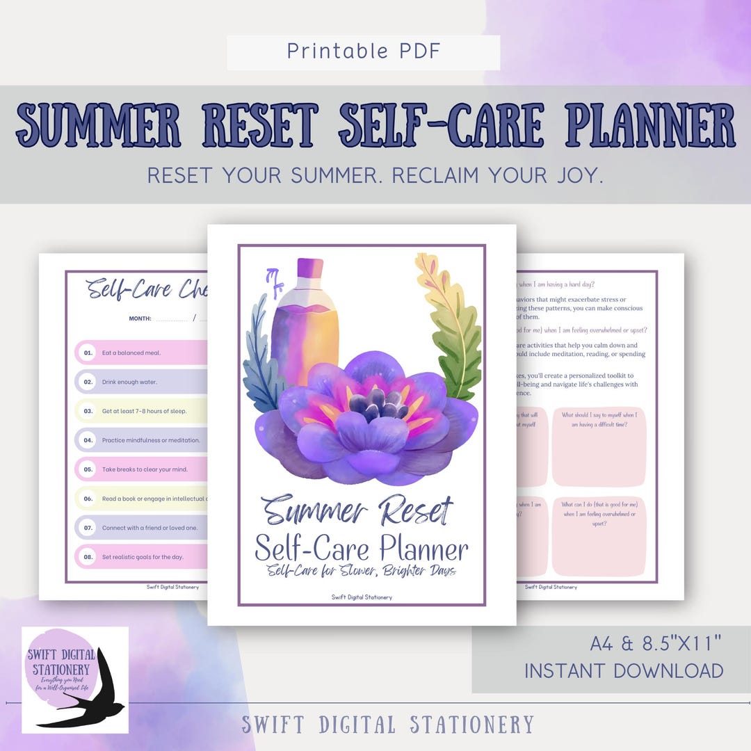 Summer Self-care Planner for Women: Gentle Emotional Reset (A4 & US ...