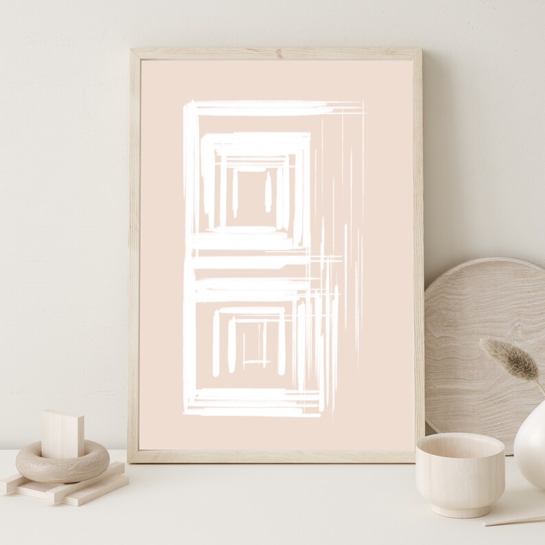 Neutral Abstract Print Peach Printable Wall Artabstract Line - Etsy