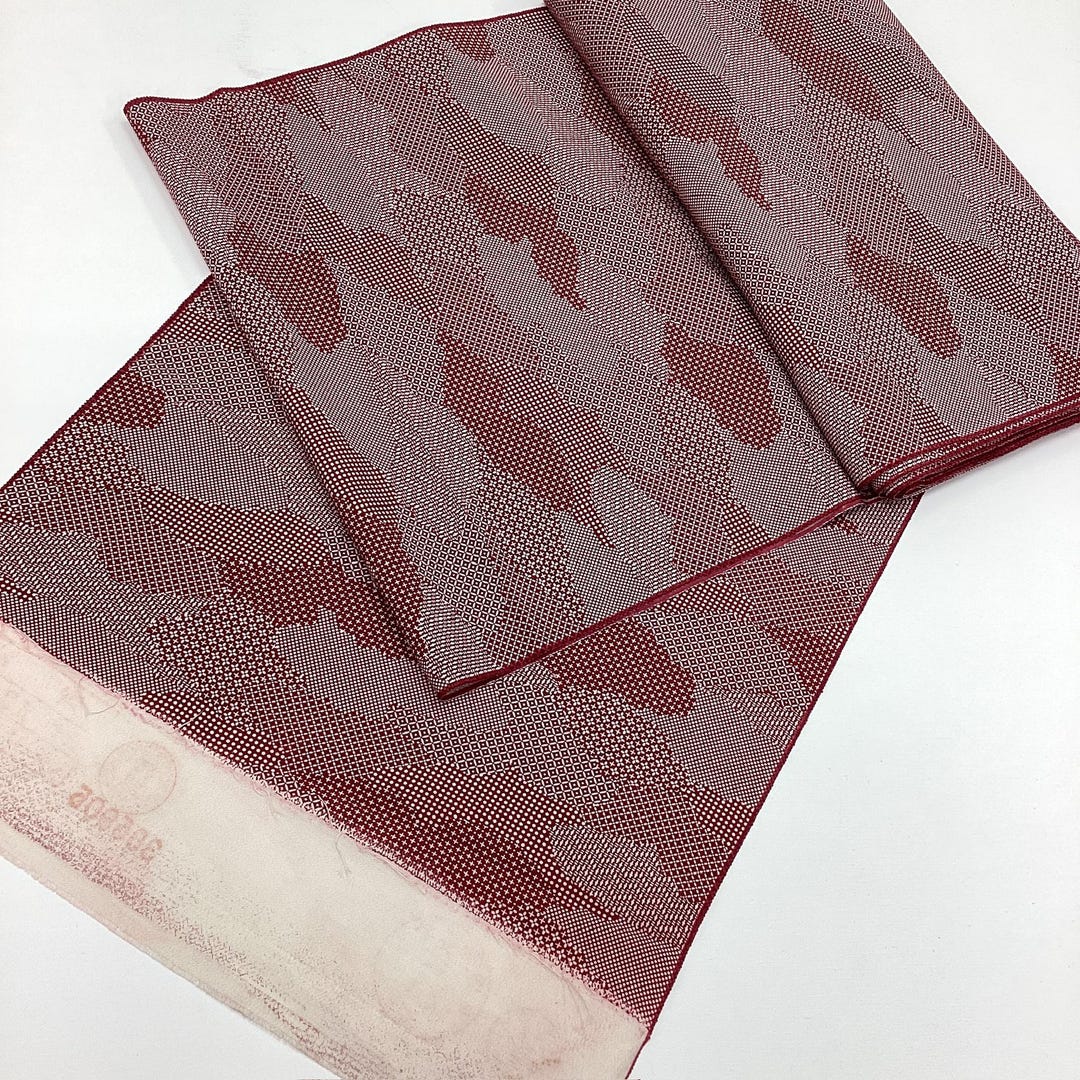 G978 Un-used Silk Kimono Bolt (tanmono) : 12m Long Edo Komon Dark Red ...