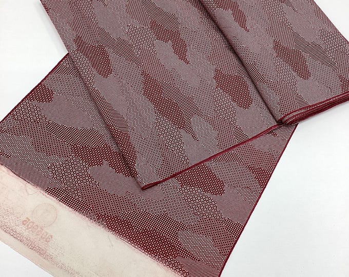 G978 Un-used Silk Kimono Bolt (tanmono) : 12m Long Edo Komon Dark Red ...