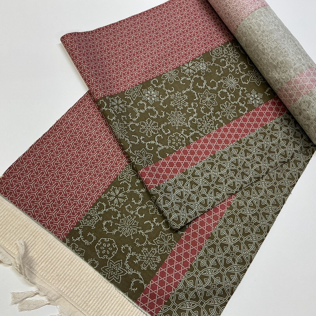 N81 Un-used Silk Kimono Bolt (tanmono) : 12m Dyed Yuki Tsumugi Khaki ...