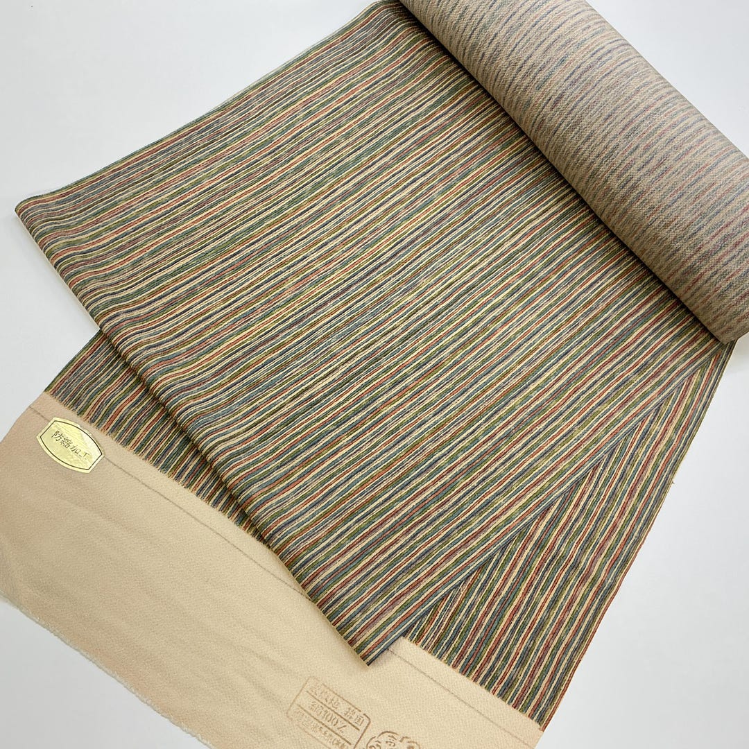 N435 Un-used Silk Kimono Bolt (tanmono) : 12m Long Komon Beige ...