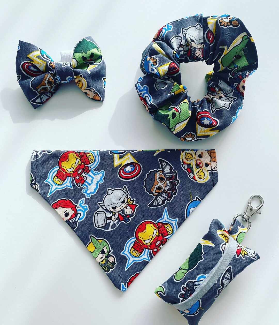 Mini Marvel Slip on Collar Dog Bandana Set - Etsy UK