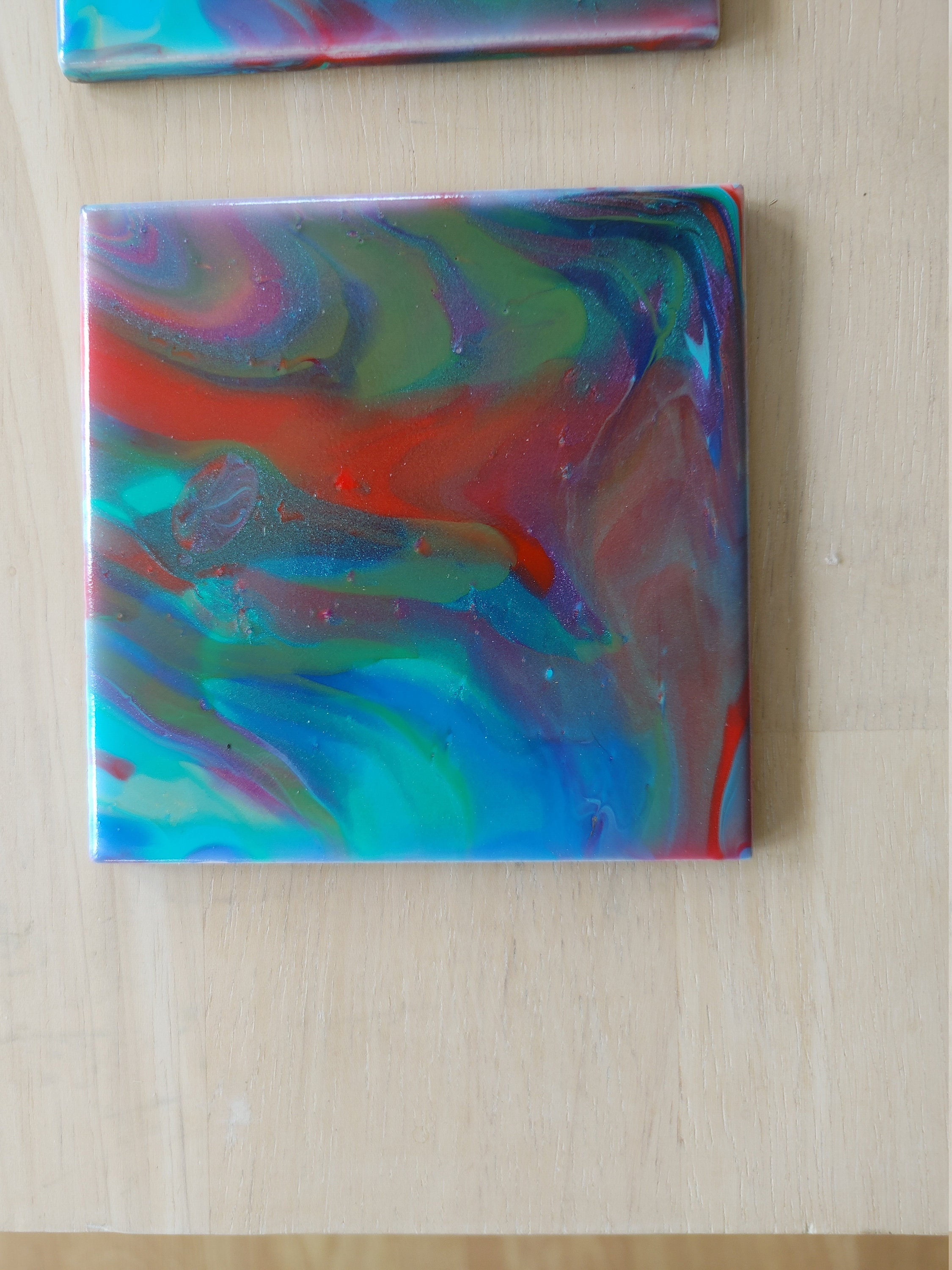 Multi Color Abstract Coasters Set of Four Blue Red and Green Colored ...