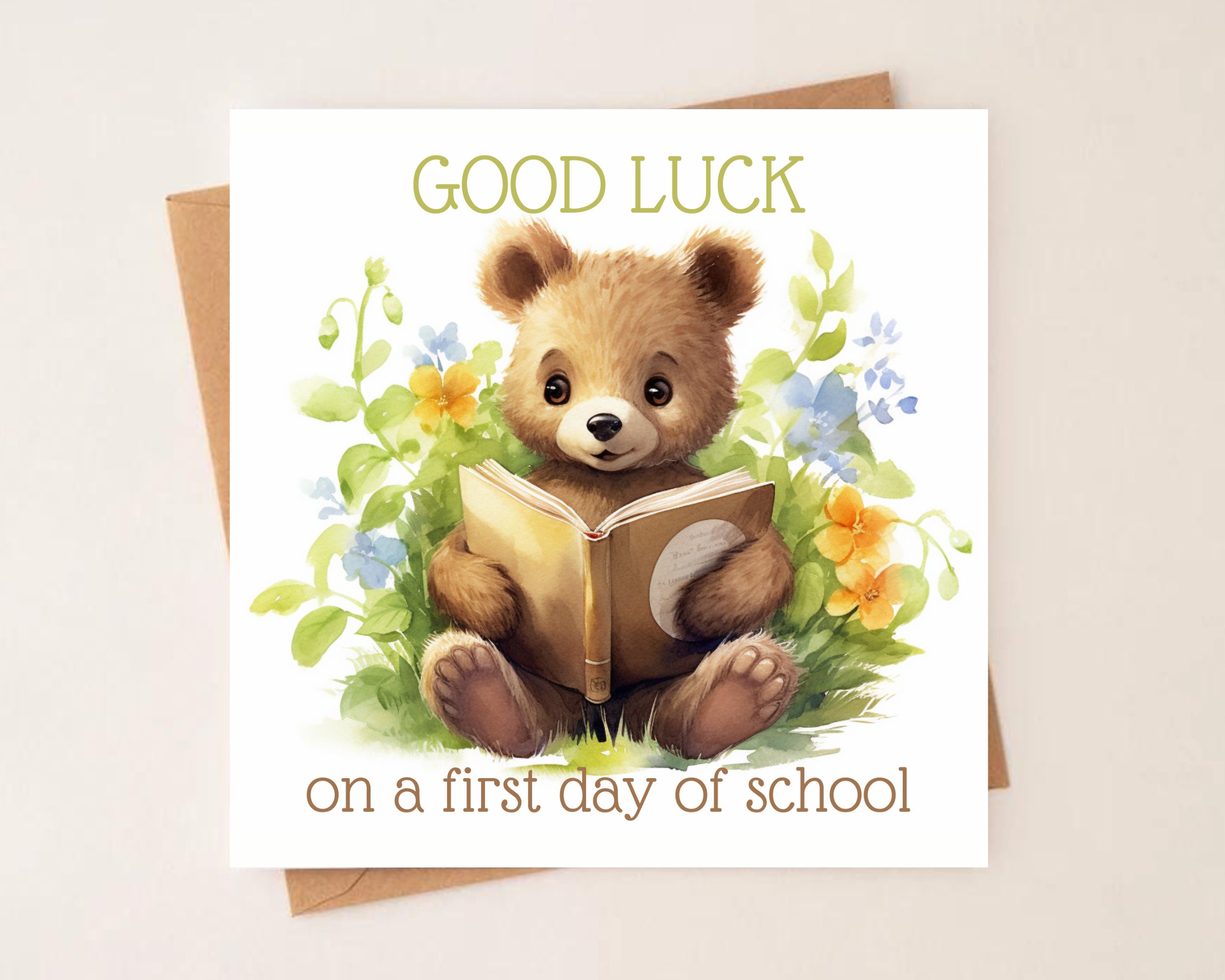 Kids Good Luck Card Cute Teddy Card Card for Kids Back to - Etsy